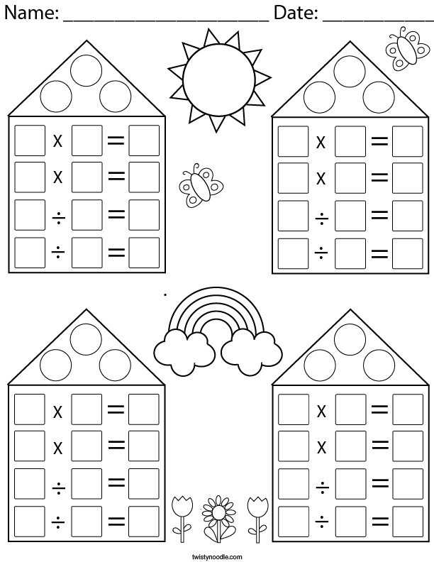 Multiplication And Division Blank Fact Family Houses Math Worksheet Multiplication And Division Blank Fact Family Houses Math Worksheet